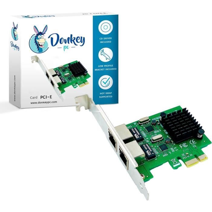 Carte Réseau Gigabit Ethernet Lan 2 Ports Pcie Rj45, Network Card 1000M ...