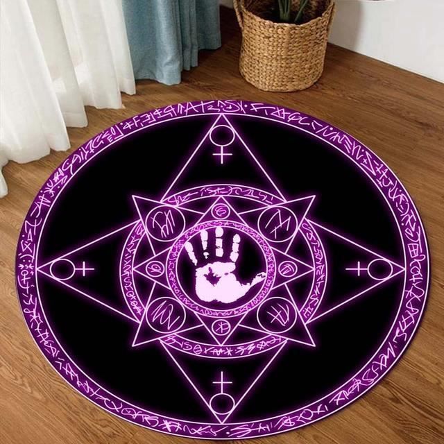 TAPIS,3-120cm x120cm--Symbole occulte Tapis Rond Personnalisé Tapis ...