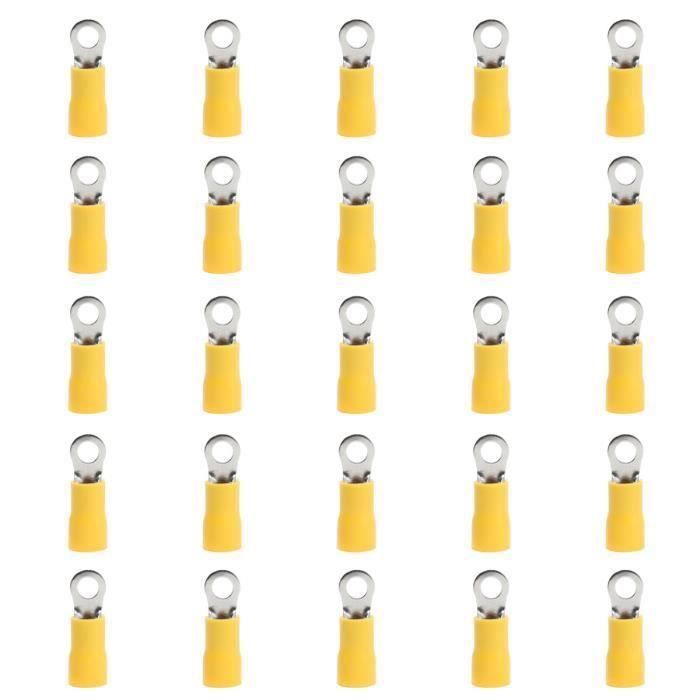 25pcs Cosse à Sertir Borne Connecteur Semi Isolé Anneau RC 4.0 à 6.0mm² 12 à 10AWG Diamètre M4 4 ...