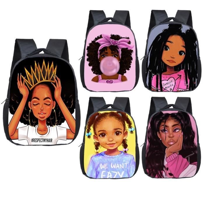 30cm24cm10cm - Cartoon Latin America Afro Girl Backpack Children School ...