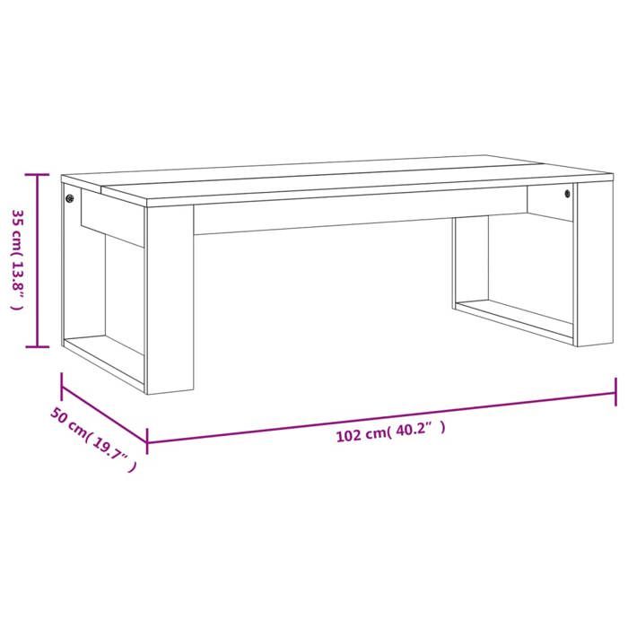 Table basse - BDM - chêne sonoma 102x50x35cm bois d'ingénierie ...