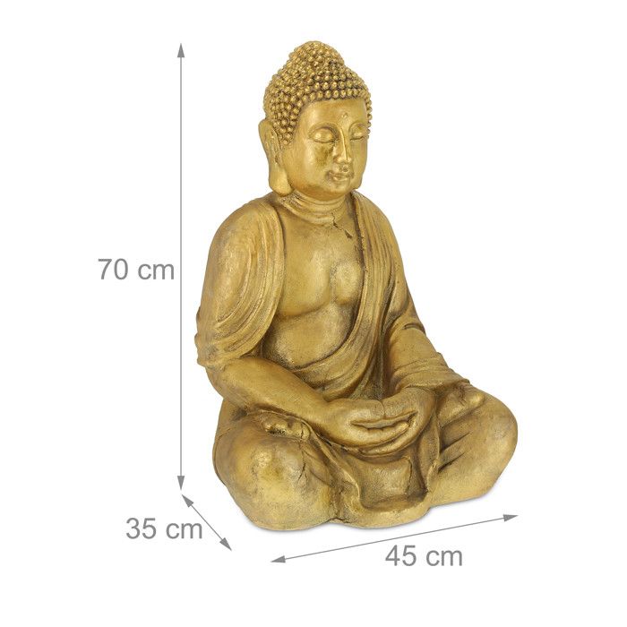 Relaxdays Statue de Bouddha jardin, résistant aux intempéries et au gel ...