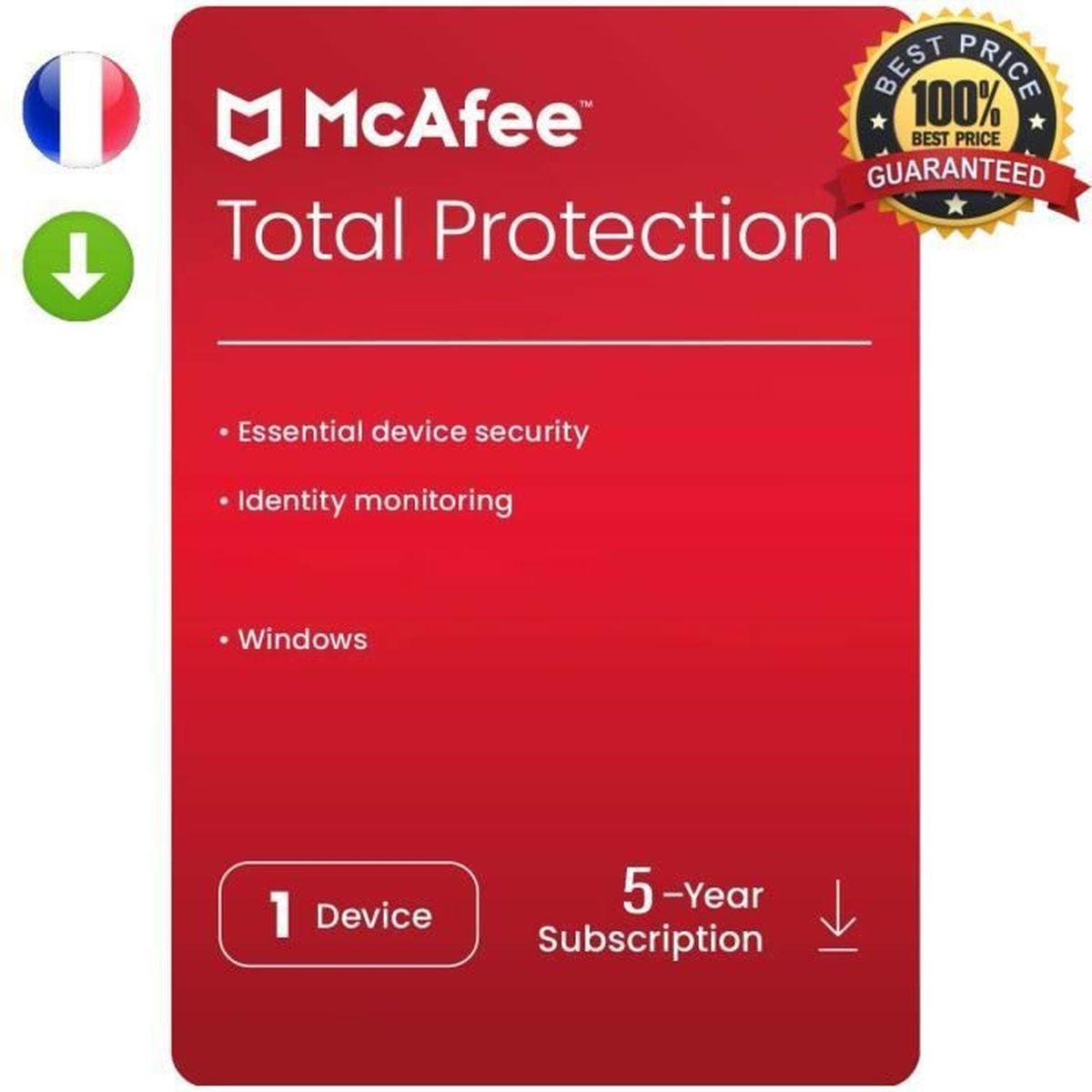 McAfee Total Protection 2023 5 Ans 1 PC à télécharger - Cdiscount
