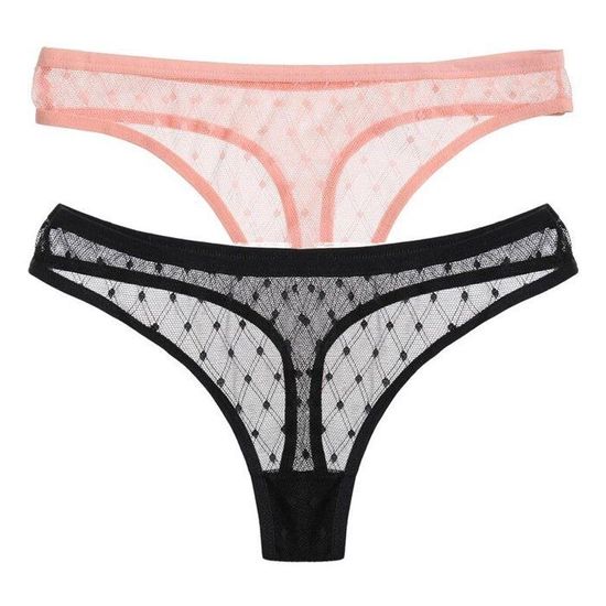 Strings sexy en dentelle pour femmes,culottes transparentes,taille ...