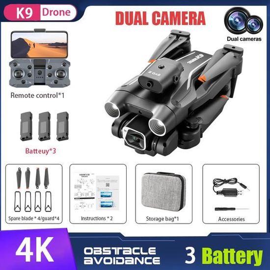 K9-Noir-3B - Drone aérien K9 professionnel 4k, Photographie Ultra haute ...