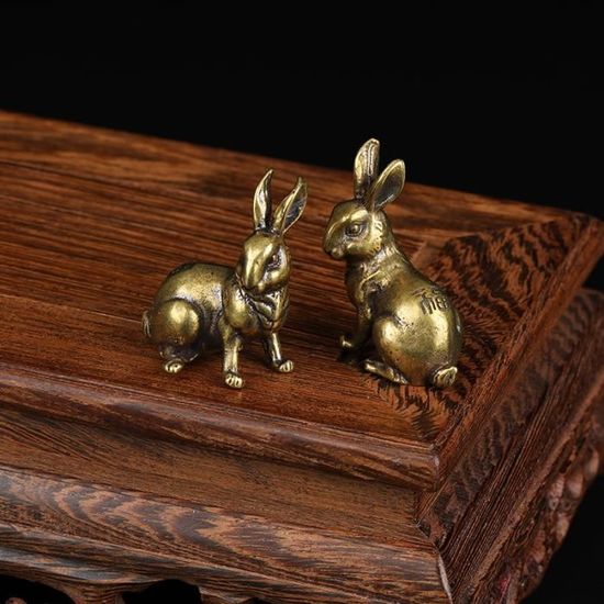 Objets décoratifs,Statue de lapin porte-bonheur du zodiaque,1 paire,en ...