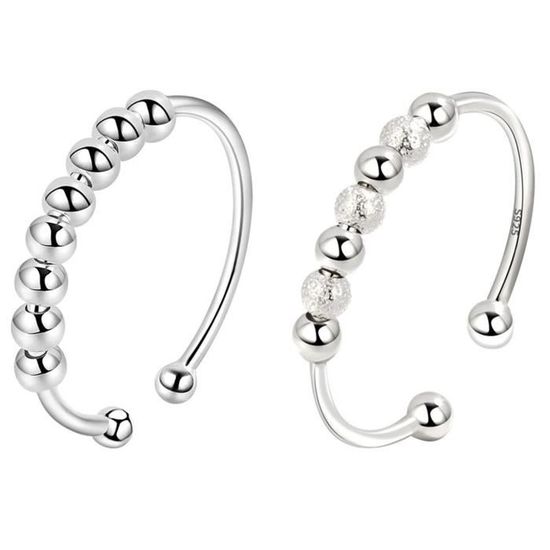 Bague Spinner Argent 925 Sterling Silver Bague Spinner Anxiety Bague avec Perles Bande Bague ...