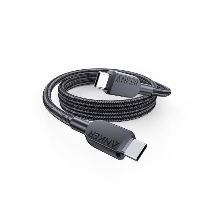 Cable USB C vers USB C, 240 W câble de charge Type-C en nylon ...