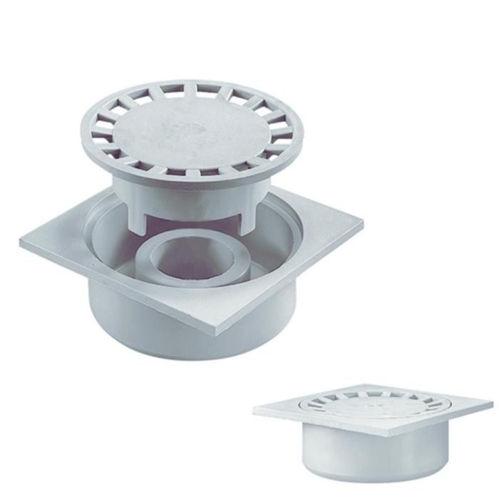 Siphon de Cour Gris - Siphon de sol 250 x 250 mm Échappement Ø 100 ...