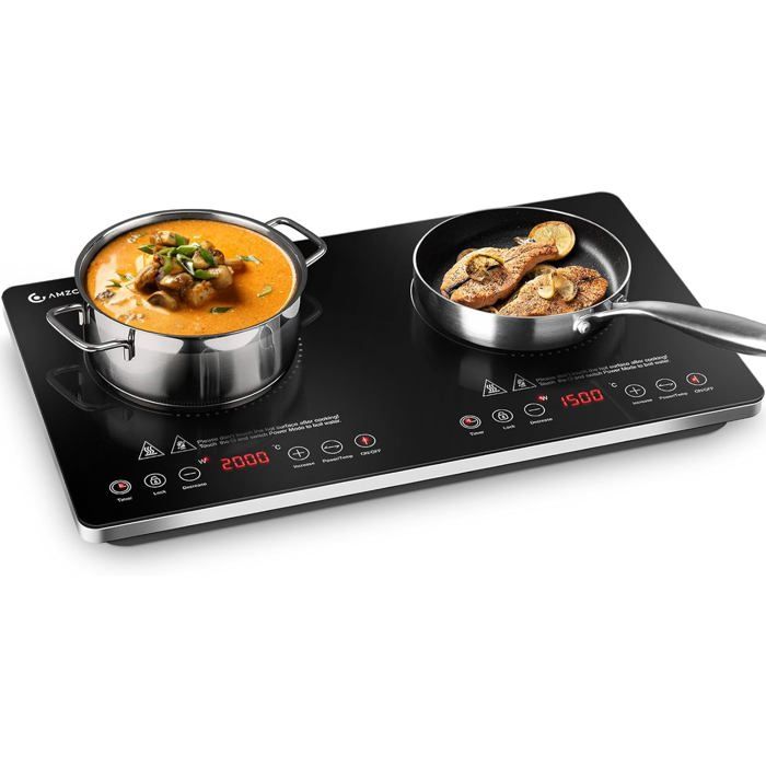 Plaque à induction portable 2 feux - TRAHOO - 3500W - 20 niveaux de ...