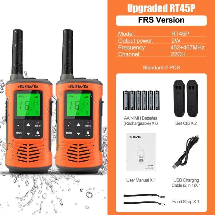 RT45P FRS-Retevis Talkie Walkie Longue Portée RT45 RT45P Radio Portable ...
