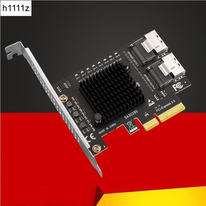 Adaptateur PCIe vers Mini SAS 8087 8 ports SATA 3.0 6Gbps SSD, carte ...