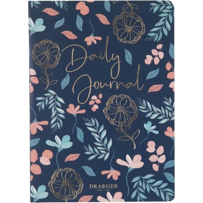 Draeger Paris | Daily Journal A5 Bleu Marine Détails Dorés Fleurs | 21 ...