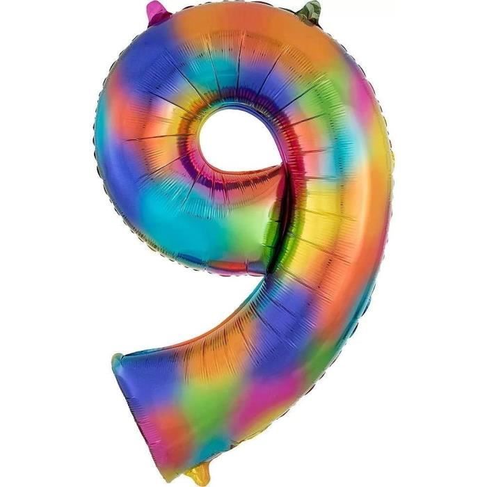 Ballon 9 Ans Arcen-Ciel Xxl - Ballon Anniversaire 9 Ans Decoration ...