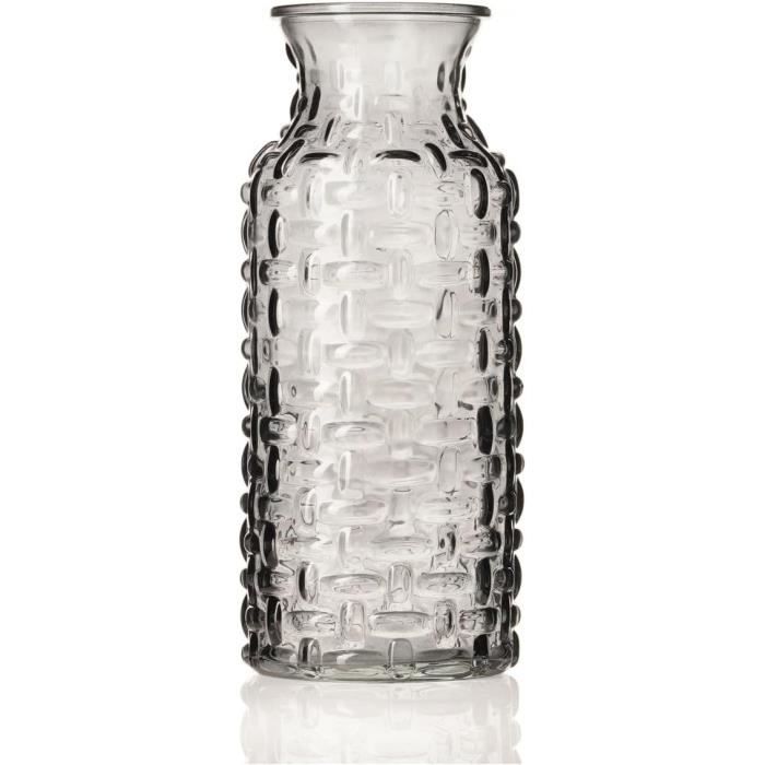 Vase Tissé À L'Herbe De La Pampa – Vase En Verre Gris De 25 Cm De Haut ...