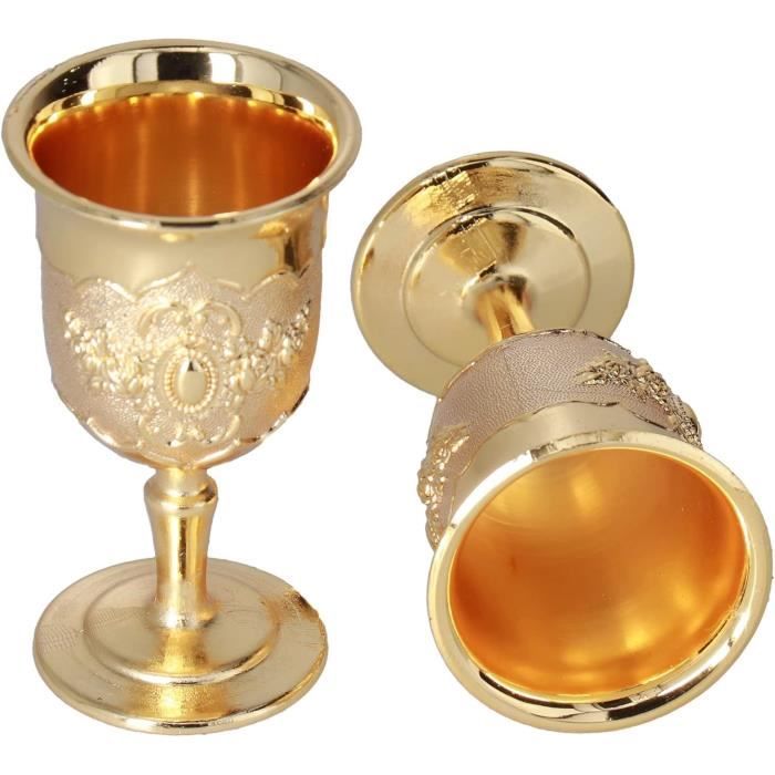 Verre À Vin Doré, Verre À Calice Vintage, 2Pcs Gobelet Européen De Haute Qualité Ornements Rétro ...