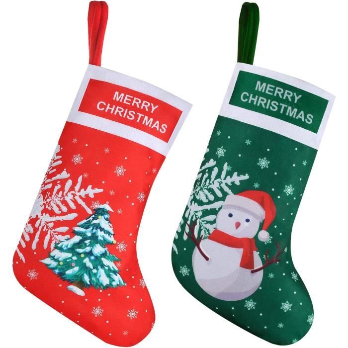 Chaussette de Noel, Set de 2 Grandes Xmas Sac Cadeau, Chaussettes Noël ...