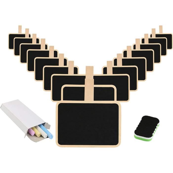 16 Pcs Tableau Noir Avec Pince, Mini Ardoise Rectangle Avec Clip en ...