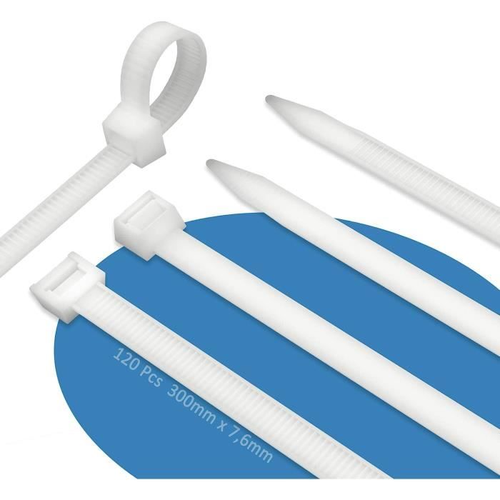 Rislant Collier de Serrage Plastique 120 Pièces 300 mm x 7,6 mm Attache ...