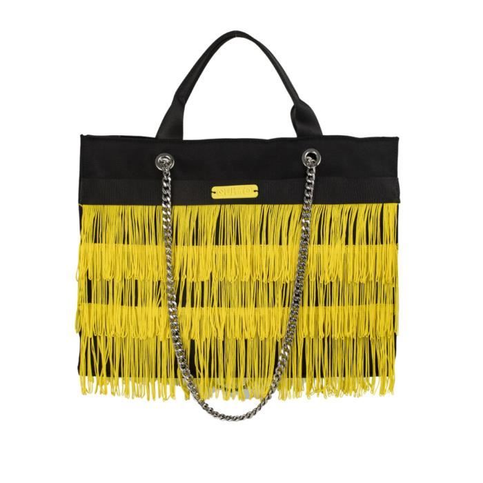 Sac cabas en tissu technique noir avec application de trois rangées de ...