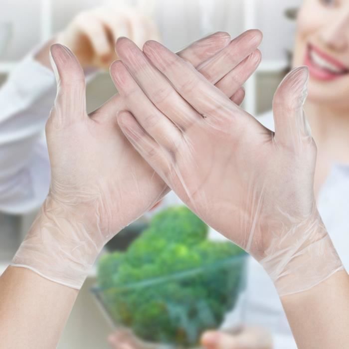 100Pcs Gants jetables en Plastique Imperméable Jetable Transparent ...