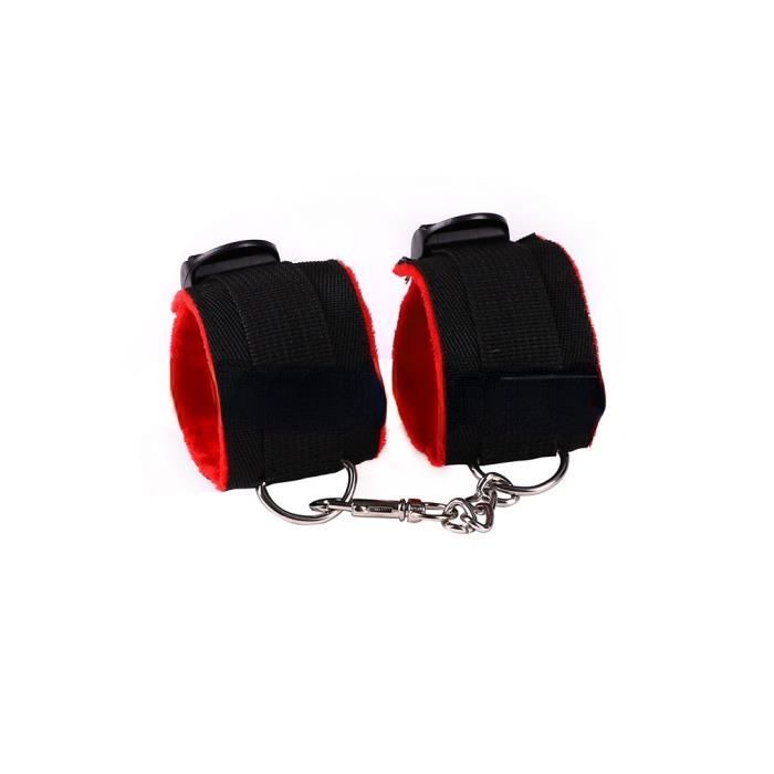 Rouge Menottes Réglables En Cuir Noir Rose Rétro Contraintes