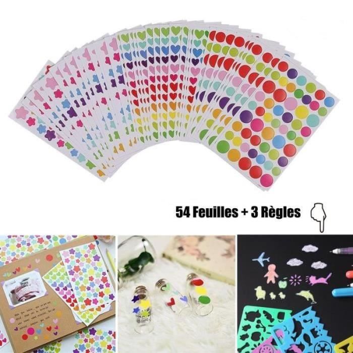 100 Lots Gommettes 54 Feuilles Autocollants Adhésifs en Forme de Coeur ...