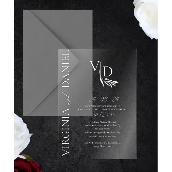 Invitations De Mariage | Cartes D'Invitation Élégantes En Verre ...