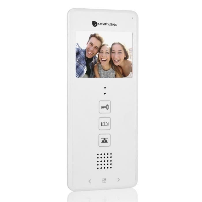 SMARTWARES Unité vidéo intérieure supplémentaire 2 fils avec écran 3,5 ...