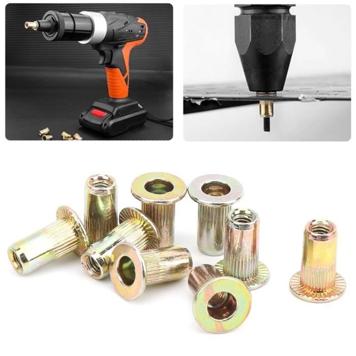 Écrou de rivet - DIOCHE - M3 - Acier au carbone - Zingué - Lot de 100 ...