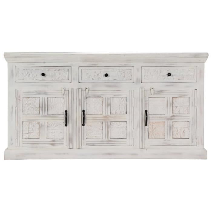 MAD Buffet Blanc 140 x 40 x 74 cm Bois de manguier massif ...