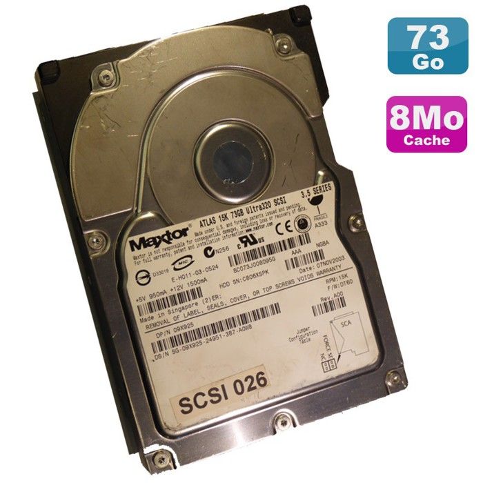 Disque Dur 73Go USCSI Ultra320 SCSI 3.5" MAXTOR ATLAS 09X925 15000RPM ...