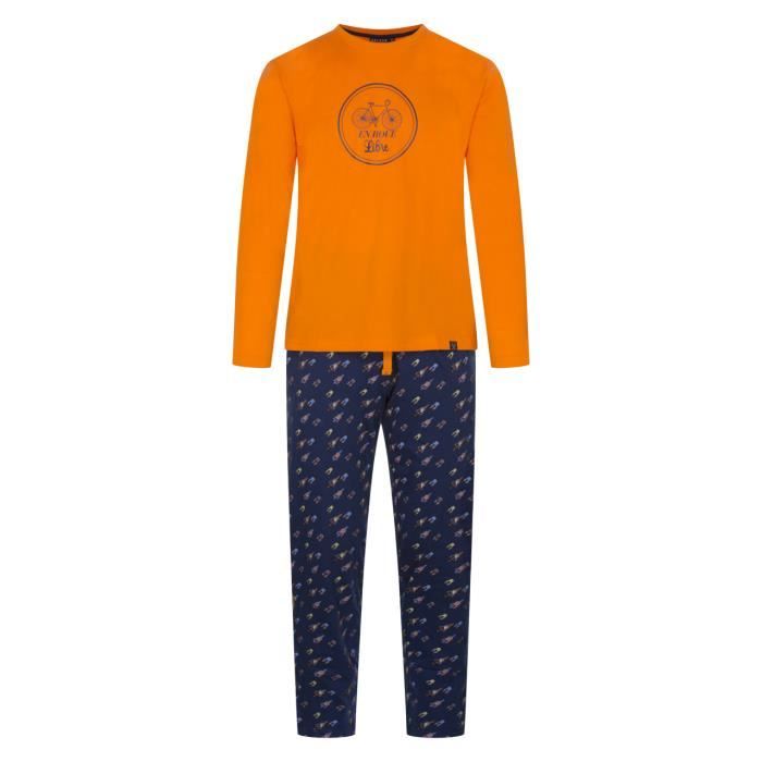 Pyjama long coton Arthur bleu Bleu marine - Cdiscount Prêt-à-Porter