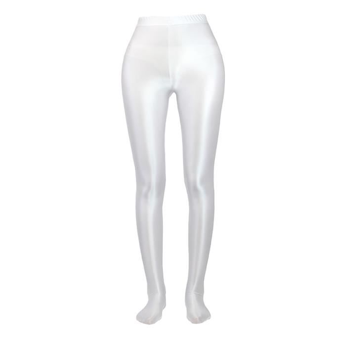 Blanc collants opaques en satin brillant, look mouillé, sexy, brillant ...