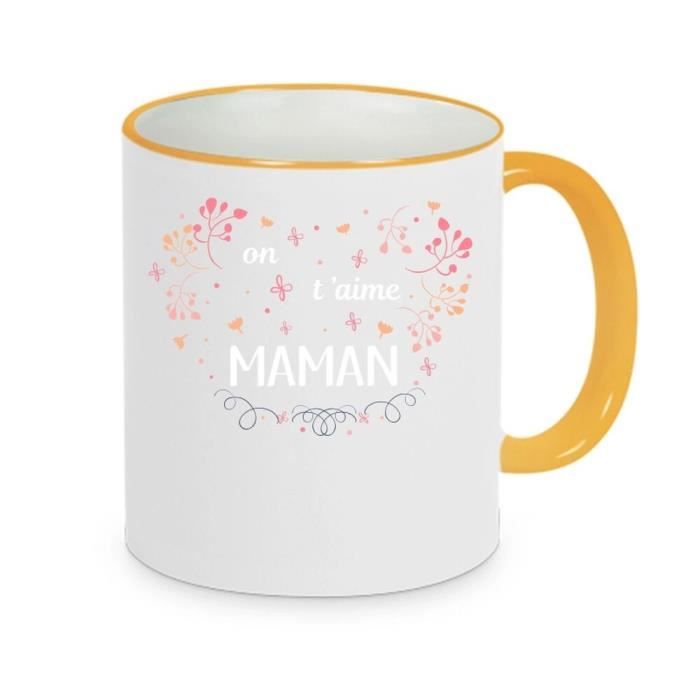 Mug/tasse - bord jaune fonce - on taime maman 1 - Cdiscount Maison