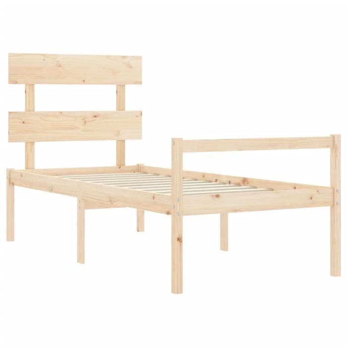 Cadre de lit - PWSHYMI - F1852 - Bois massif - 1 place - Beige ...