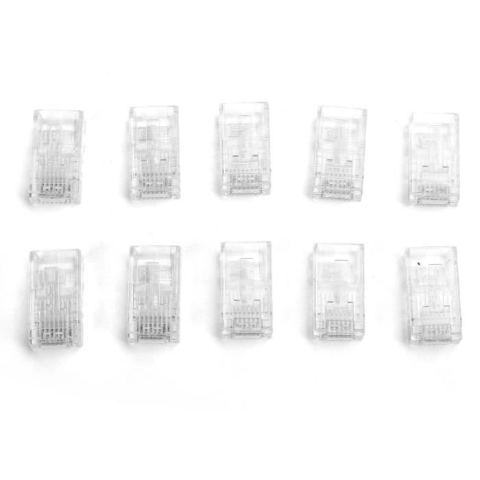 Qiilu tête de réseau Connecteur 100 Pièces RJ45 CAT5, Tête en Plaquée ...