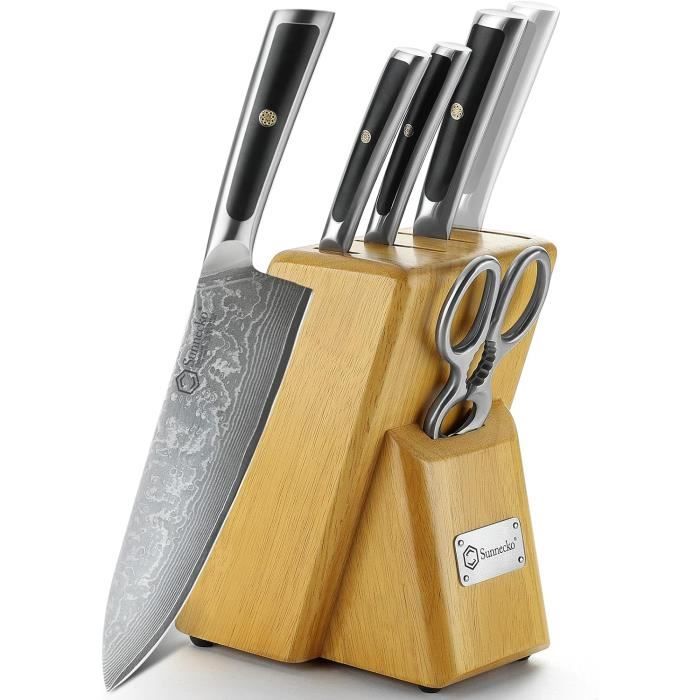 Set Couteau Cuisine 4Pcs,Couteaux De Cuisine Avec Bloc En Bois Coloris ...