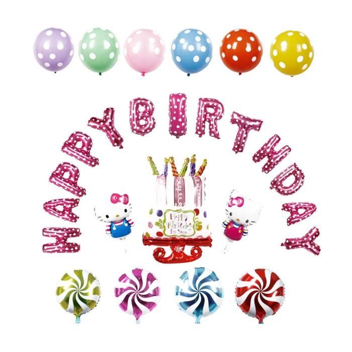 Ensemble de Ballon en Aluminium d'anniversaire Hello Kitty Multic ...
