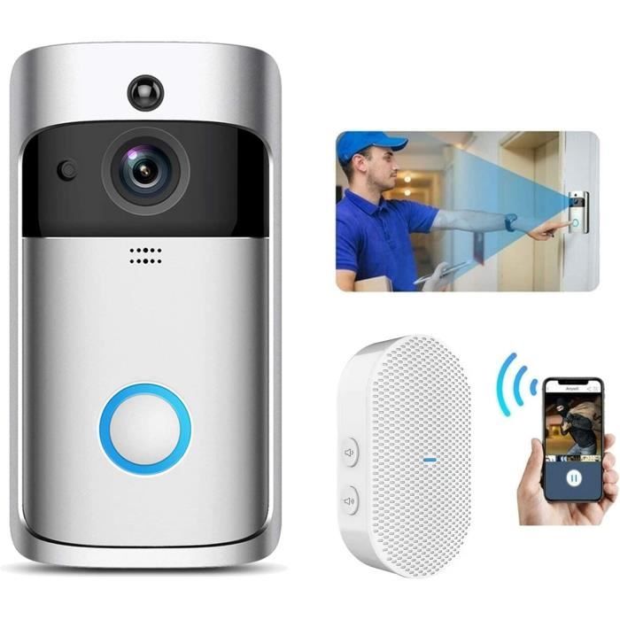 Sonnette vidéo avec carillon, sans fil, WiFi, caméra de sécurité avec ...
