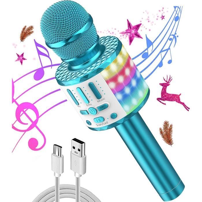 Micro Karaoké Sans Fil Bluetooth, Microphone Karaoke Avec Led, Portable ...