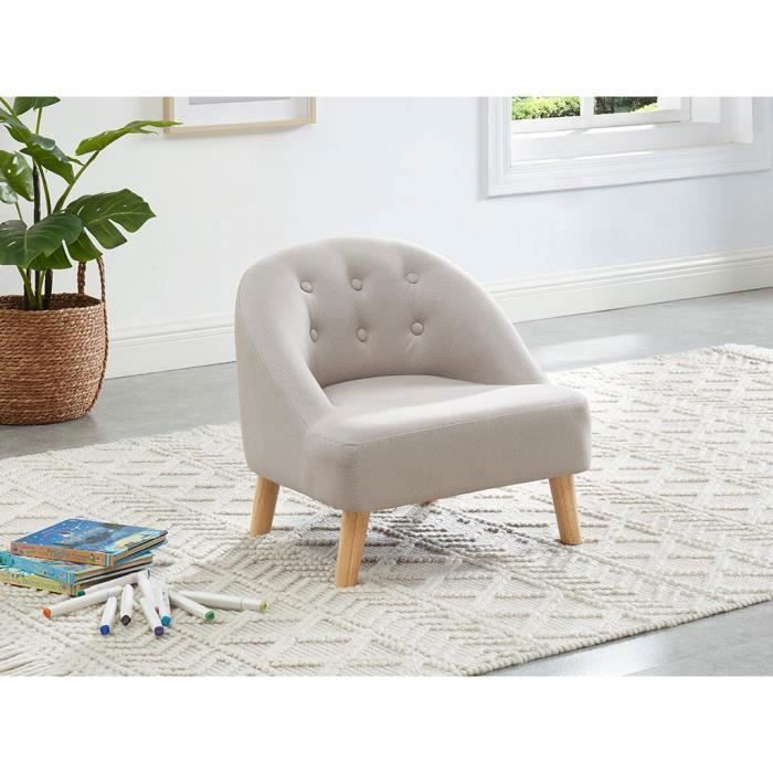 Fauteuil pour enfant en tissu 100% coton MAGGIE - Gris clair ...