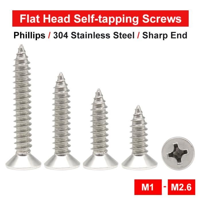 M1.7 150 PCS-14 mm -Vis autotaraudeuse à tête fraisée M1 M1.2 M1.4 M1.5 ...