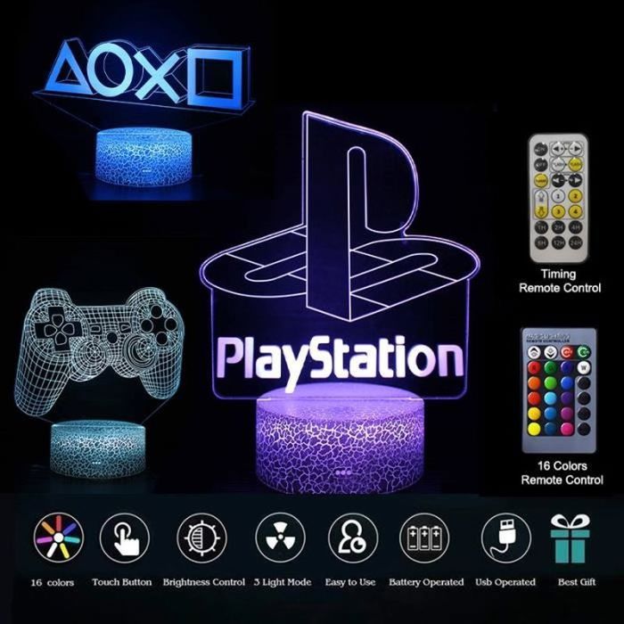 16 couleurs à distance - 3D PS4 Jeu Veilleuse LED Couleur Setup Gaming ...