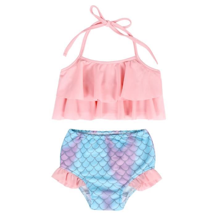 Freebily Bikini Enfant Fille Maillot de Bain Deux Pieces Sirène Haut à ...