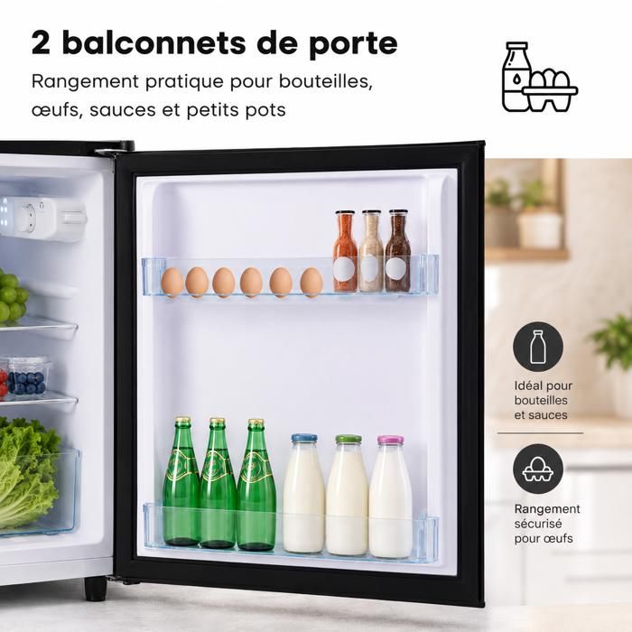 Réfrigérateur 72 litres 51L+21L, réfrigérateur congelateur à double ...