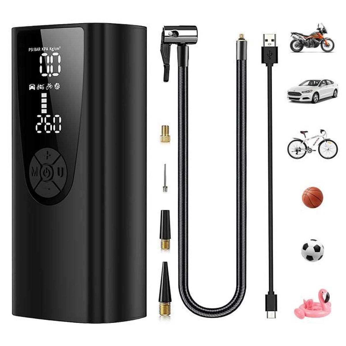 Mini compresseur à air électrique avec batterie de 8000 mAh, 150 psi ...