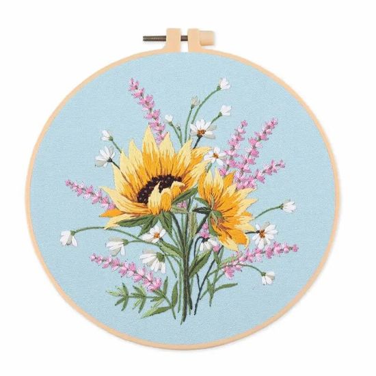 Kit de broderie de fleurs pour débutants,motifs floraux avec cerceaux ...