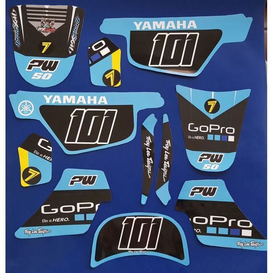 Kit Deco autocollant sticker pour moto cross YAMAHA PW 50 PW50 Go Pro ...