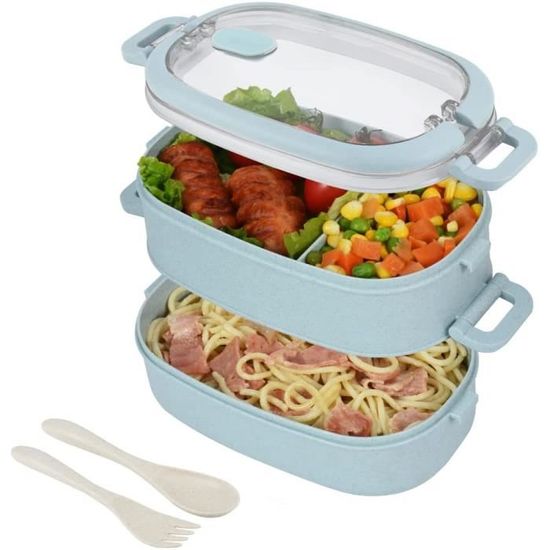 BOITE A REPAS Boite Repas en 2 étages avec le couvert, Boite bento ...